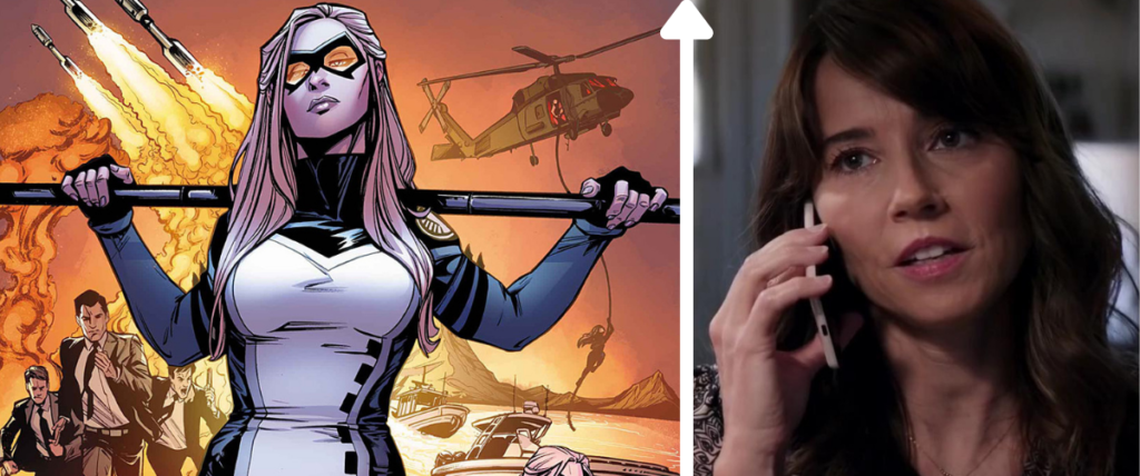 Left: Mockingbird in the comics Right: Laura Barton in ‘Hawkeye’