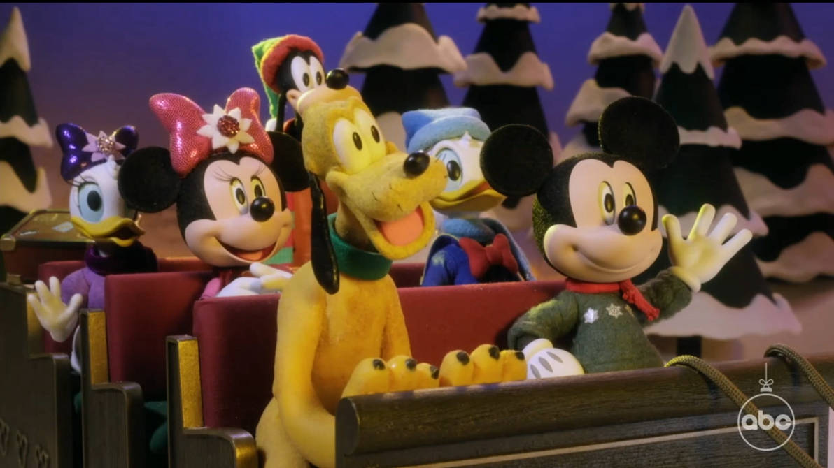 Mickey, Minnie, Daisy, Donald, Goofy, and Pluto